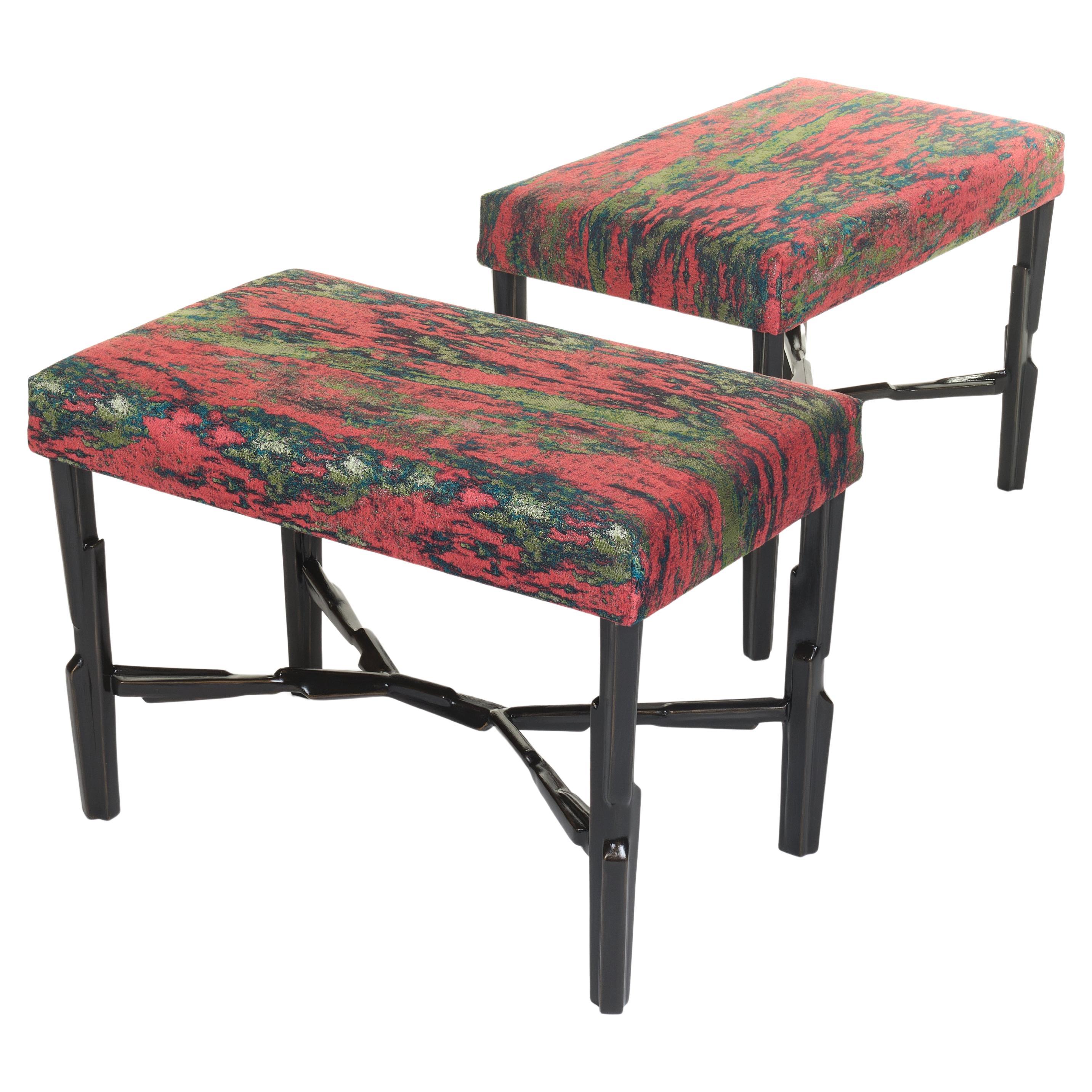 Modern Linea Stool in Bronze Plaster Finish with Second Firing seat pad ...