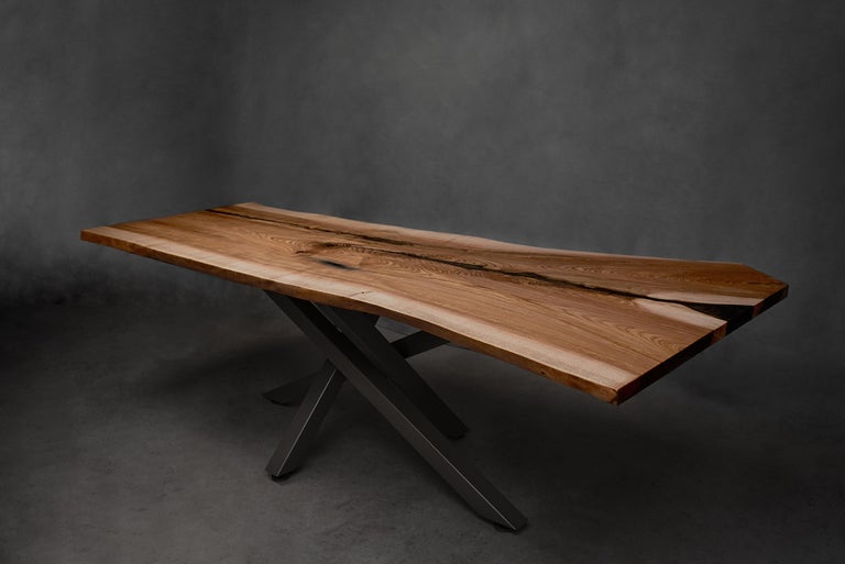 Modern Live Edge Siberian Elm Dining Table For Sale at 1stDibs