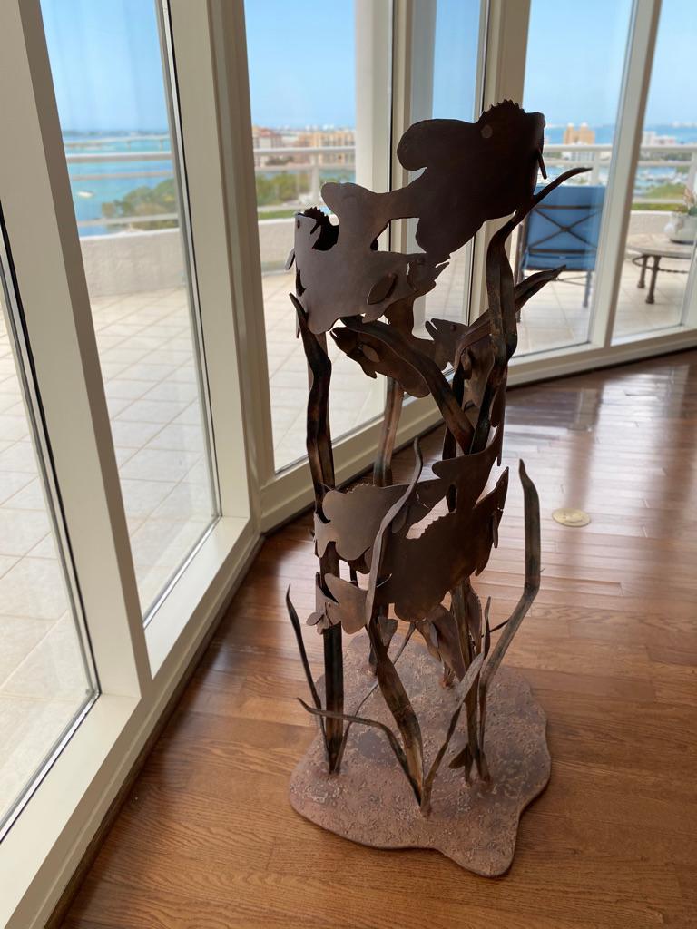Modern Live Size Iron Fish Sculpture For Sale at 1stDibs