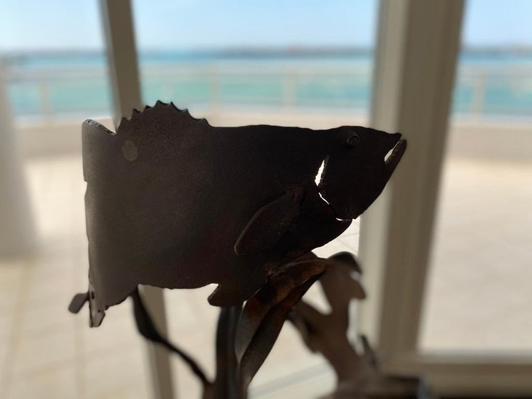 Modern Live Size Iron Fish Sculpture For Sale at 1stDibs