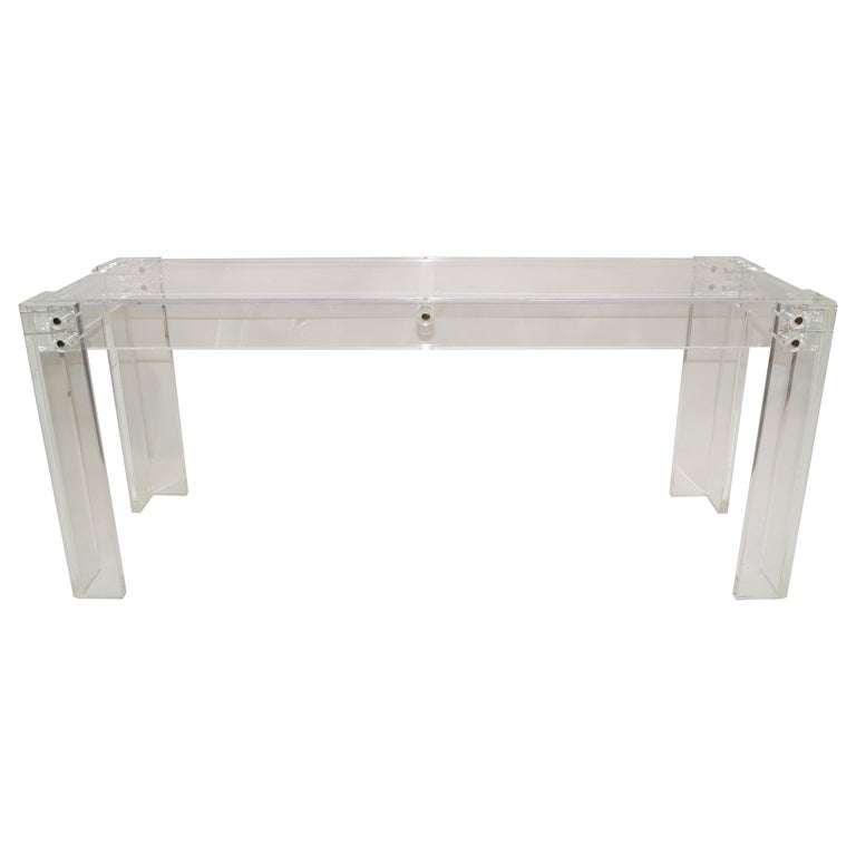 Modern Long Transparent Lucite Console, Hallway Table For Sale at ...