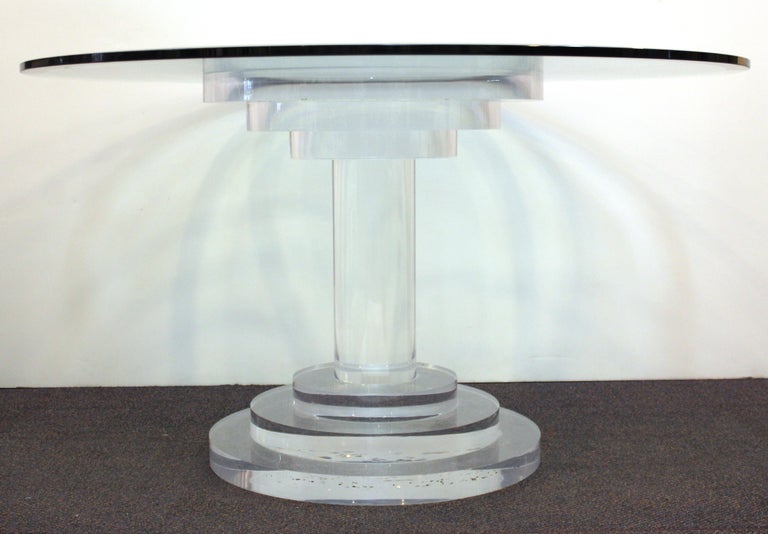 Modern Lucite and Glass Circular Dining Table at 1stDibs