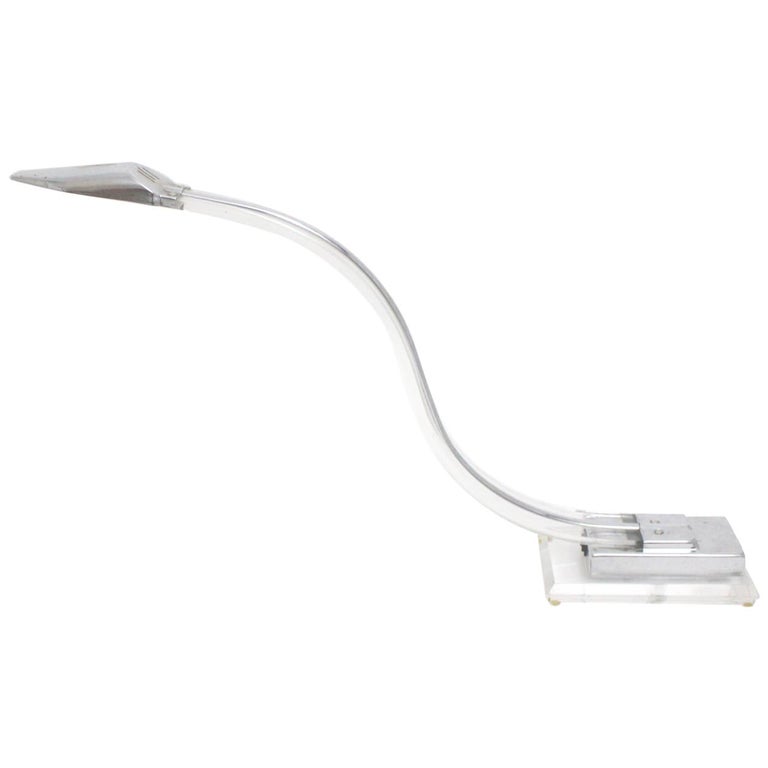 Modern Lucite Chromed Metal Vintage Snake Table Lamp, 1980s For Sale at ...