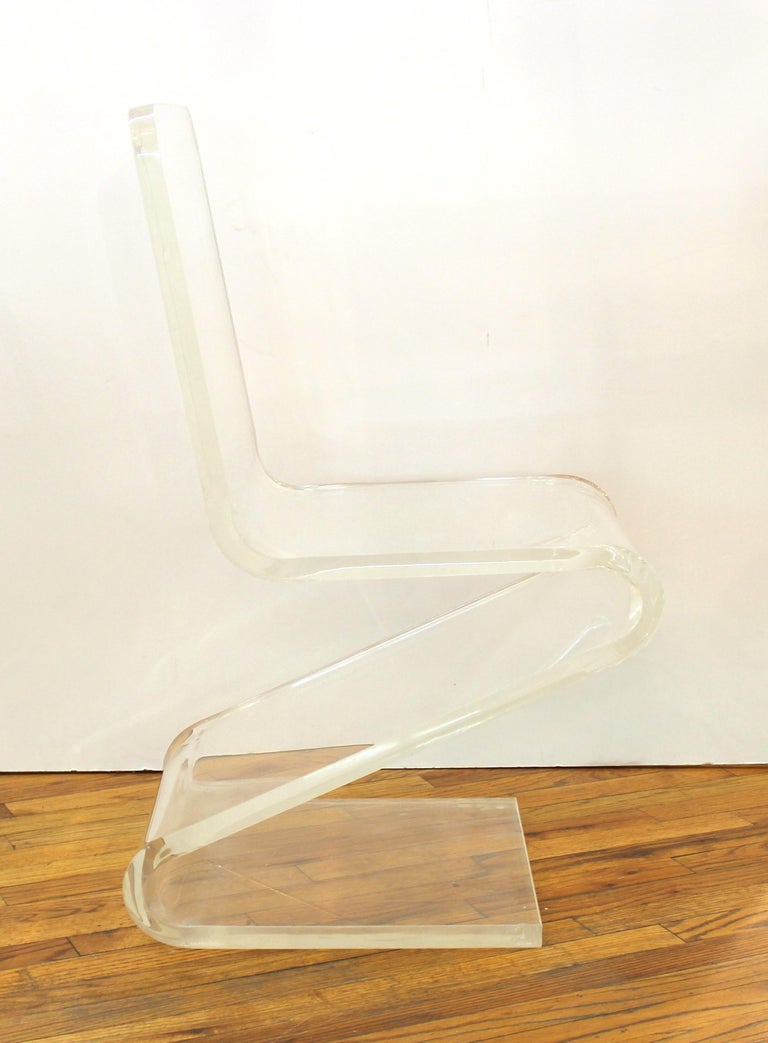 Modern Lucite 'Z' Cantilever Chair For Sale at 1stDibs