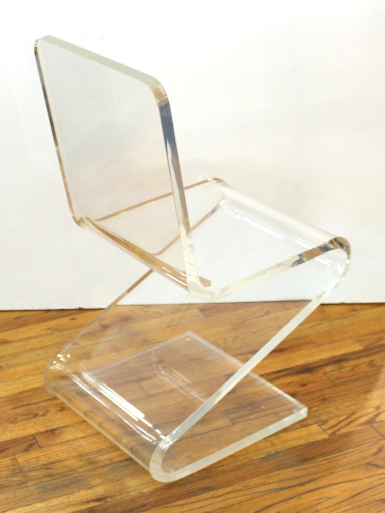 Modern Lucite 'Z' Cantilever Chair For Sale at 1stDibs | lucite z chair