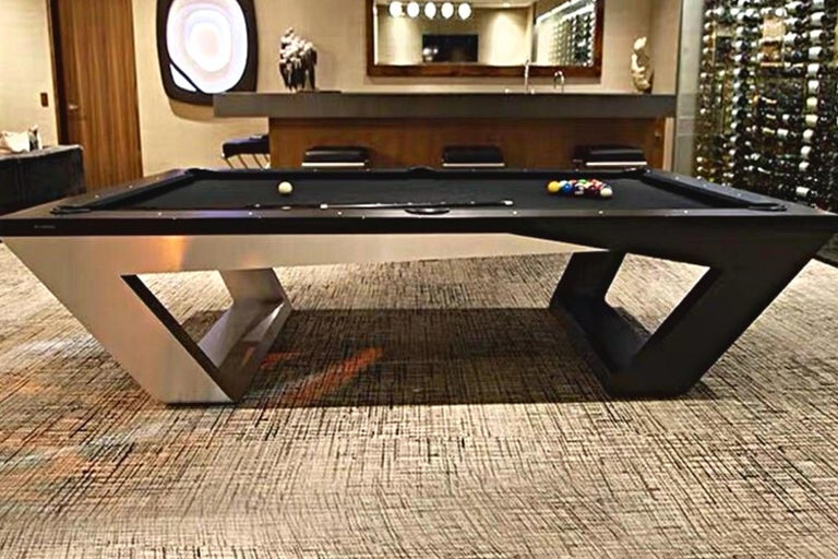 Slate Pool Tables Modern White Crystal Slate Inverted Legs Design ...