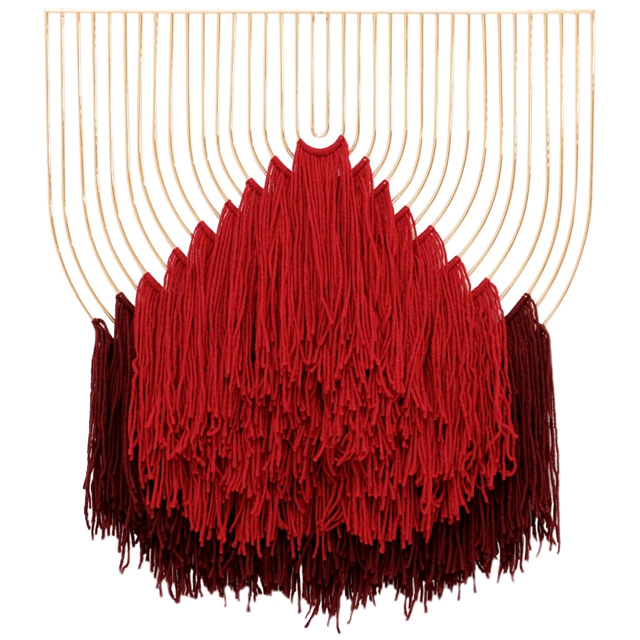 Modern Macramé Art, Wire Macramé Art Piece by Bend Goods, Red Maroon ...
