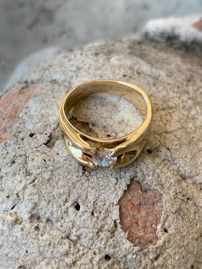 Modern Magic-Glo 14 Karat Yellow Gold Diamond Wedding Band at 1stDibs ...