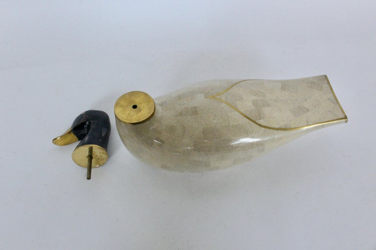 Modern Maitland-Smith Tessellated Marble Water Bird Table Top Sculpture ...