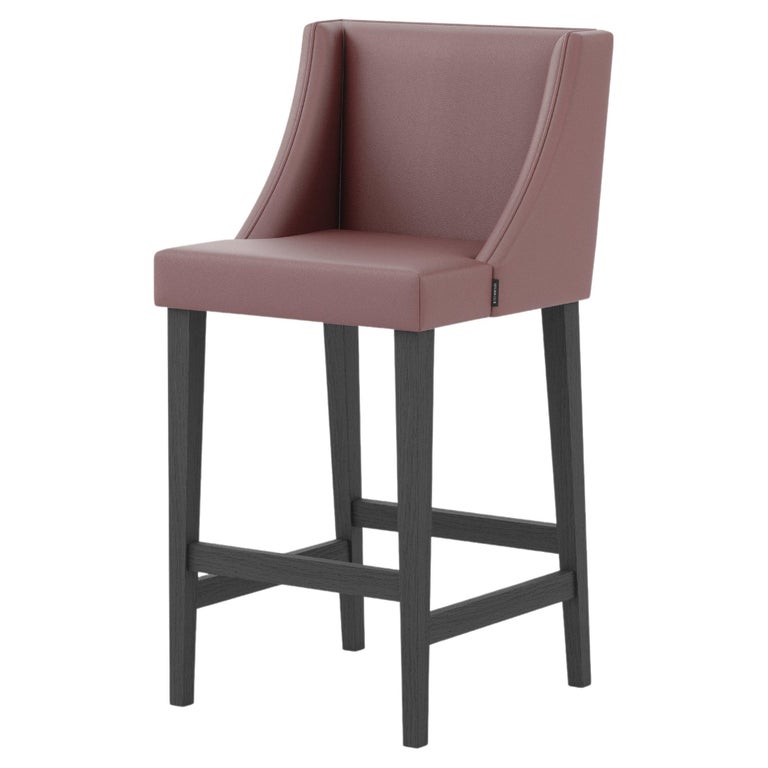 Moderner Manhattan-Barhocker aus Eiche und Leder, handgefertigt von ...