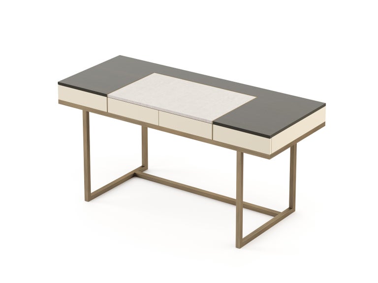 Modern Manhattan Desk Made with Oak, Lacquer and Brass, Handmade by ...