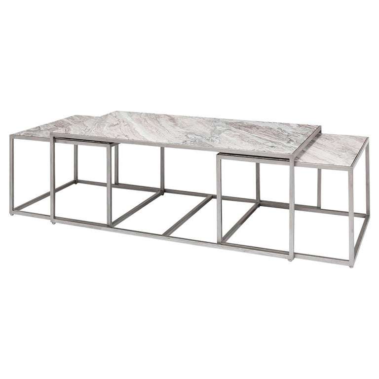 Modern Marble 3 Piece Coffee Table For Sale at 1stDibs