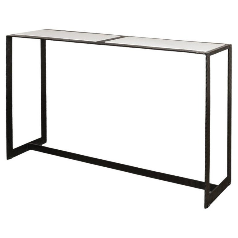 Modern Marble Top Iron Console Table For Sale at 1stDibs