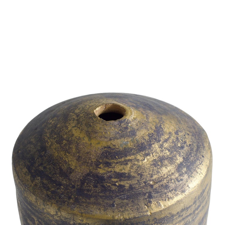 Modern Matera Blue and Gold Vase Original Ceramic For Sale at 1stDibs