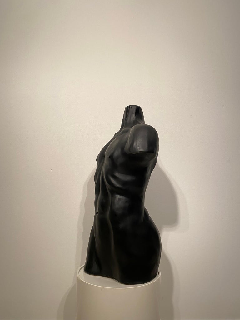 Modern Matte Black Ceramic Torso For Sale at 1stDibs