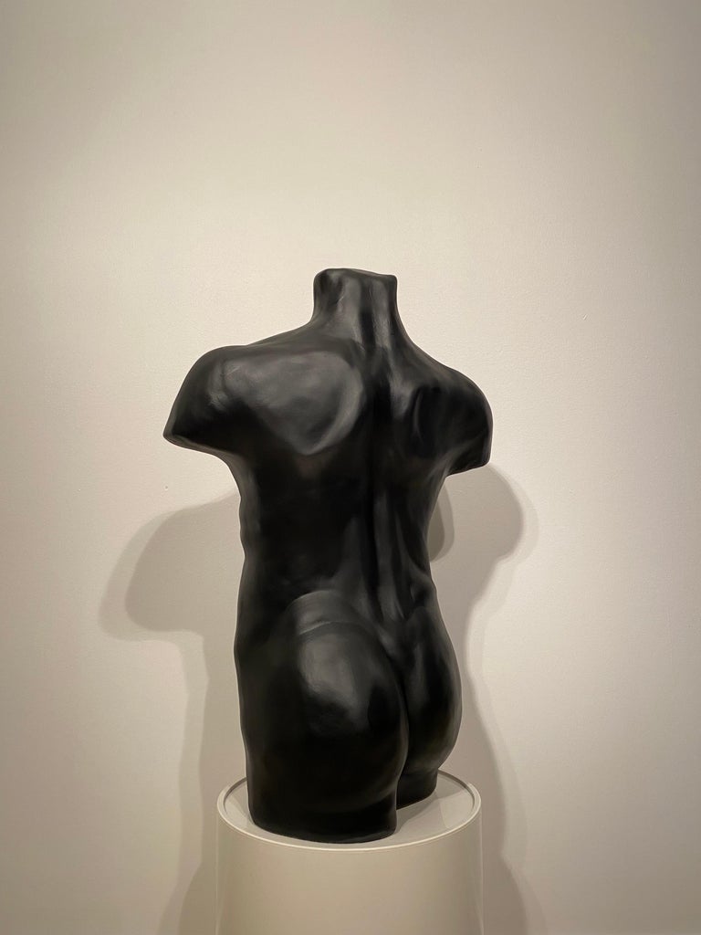 Modern Matte Black Ceramic Torso For Sale at 1stDibs