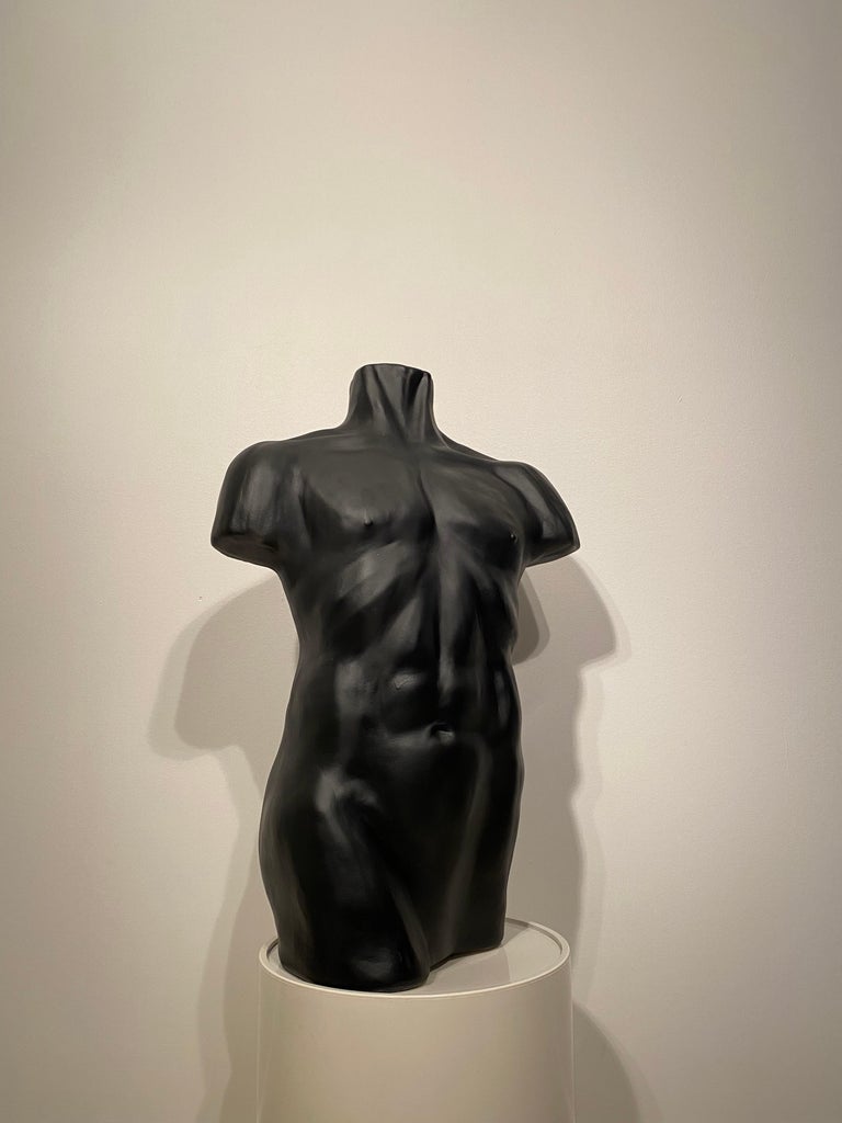 Modern Matte Black Ceramic Torso For Sale at 1stDibs