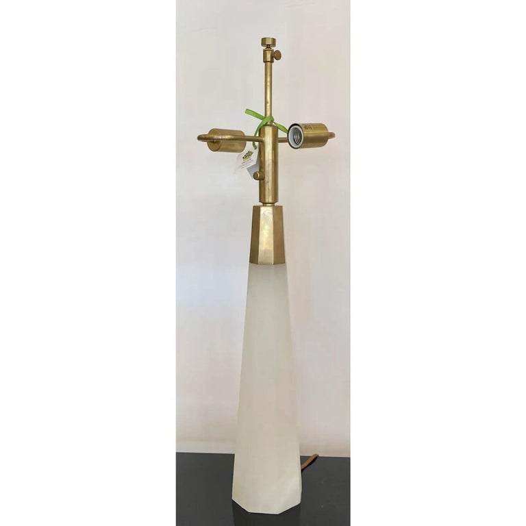 Modern Mecox Marble Alabaster Obelisk and Brass Table Lamp, 1990s For ...