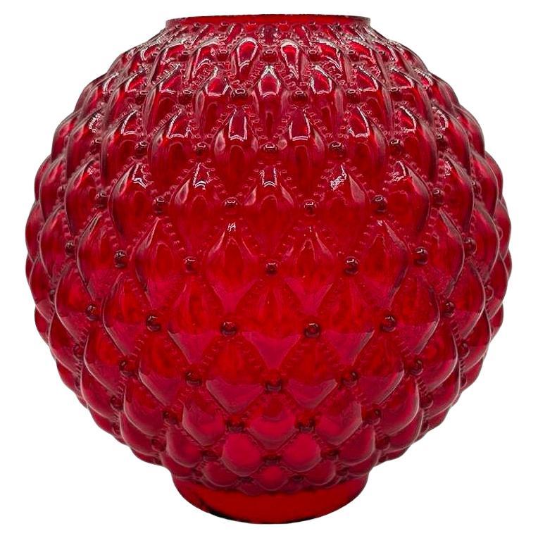 Modern Mediterranean Style Quilted Bubbles Ruby Red Glass Globe, 4 ...