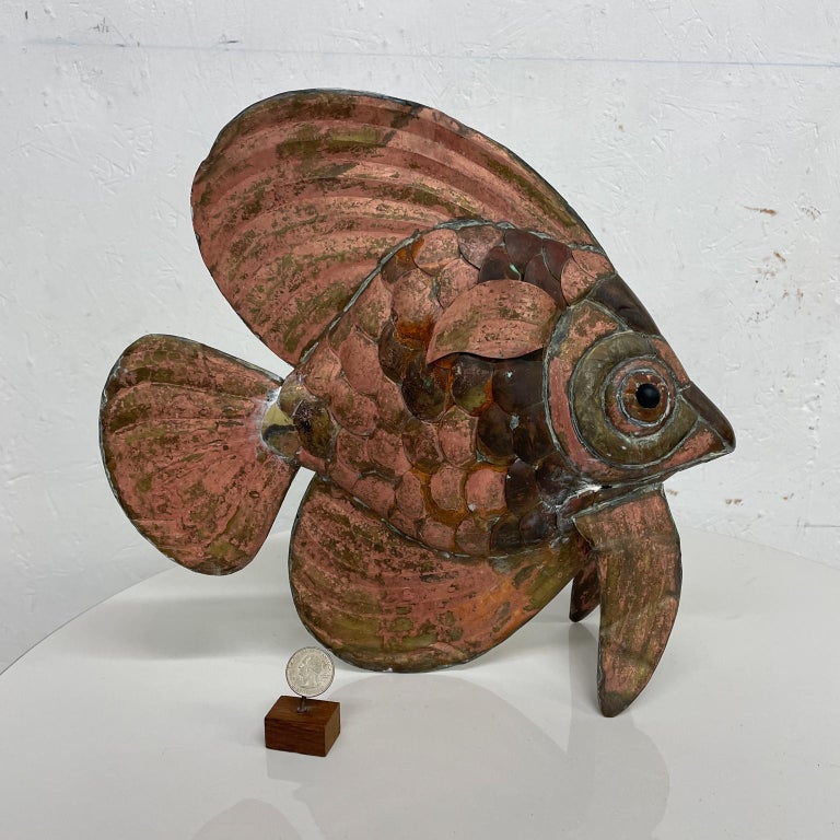 Modern Metal Art Lovely Copper Fish Table Sculpture Style of Los ...