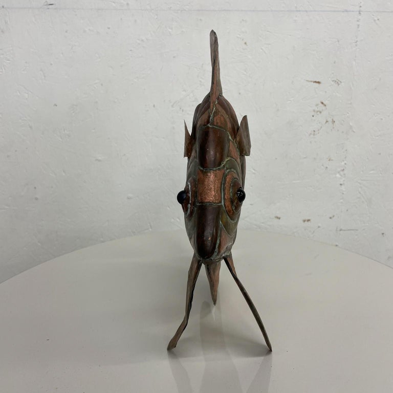 Modern Metal Art Lovely Copper Fish Table Sculpture Style of Los ...