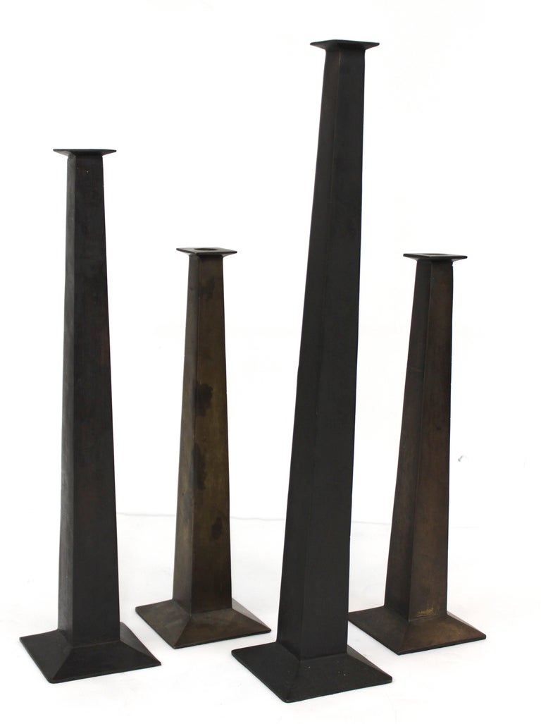 Modern Metal Candlestick Set at 1stDibs