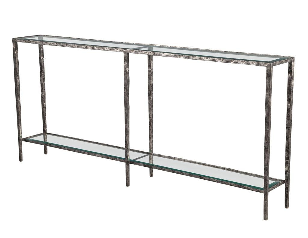 Modern Metal Console Table with Hammered Details by Maitland-Smith For ...