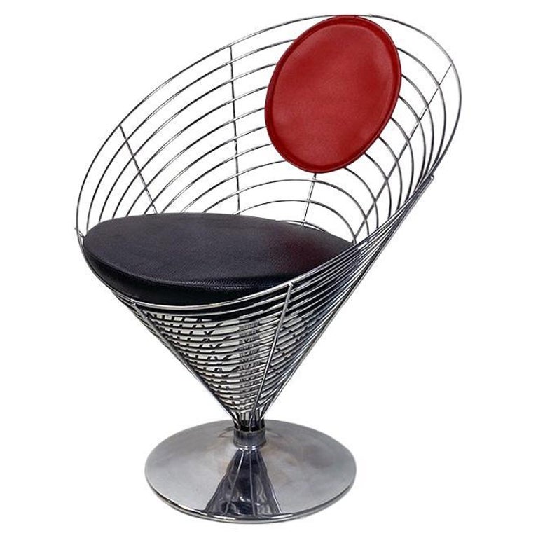 Modern metal, leather V-Chair 8800 armchair by Verner Panton, Fritz ...