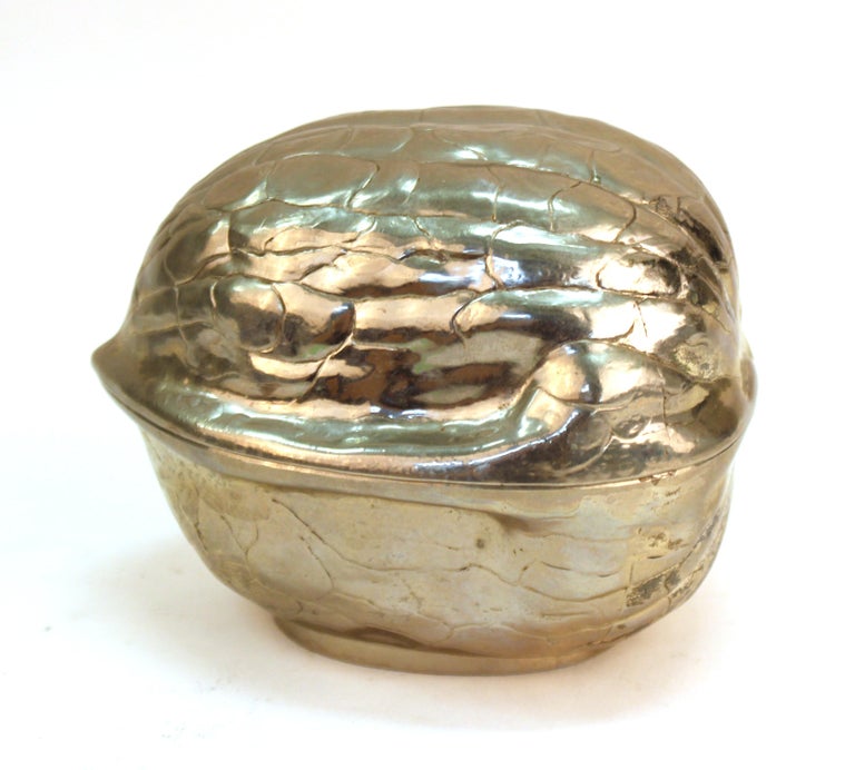 Modern Metal Walnut Shaped Trinket Box at 1stDibs | metal trinket box ...