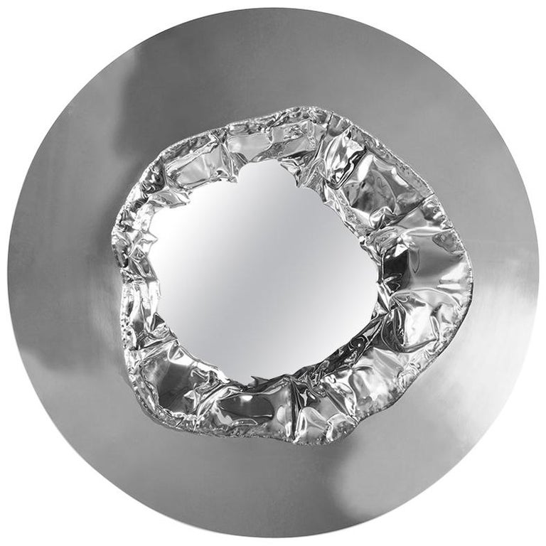 Modern Meteor Wall Mirror, Polished Hammered Stainless Steel, Metal ...