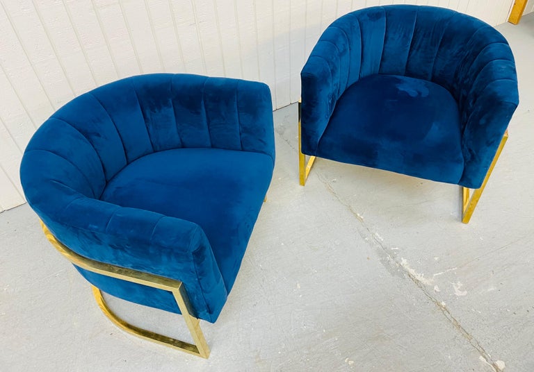 Modern Milo Baughman Style Blue Club Chairs For Sale at 1stDibs