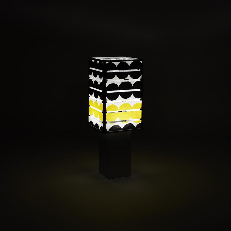 Modern, Minimal, Solid Metal Table Light in Marimekko Rasymatto Black ...