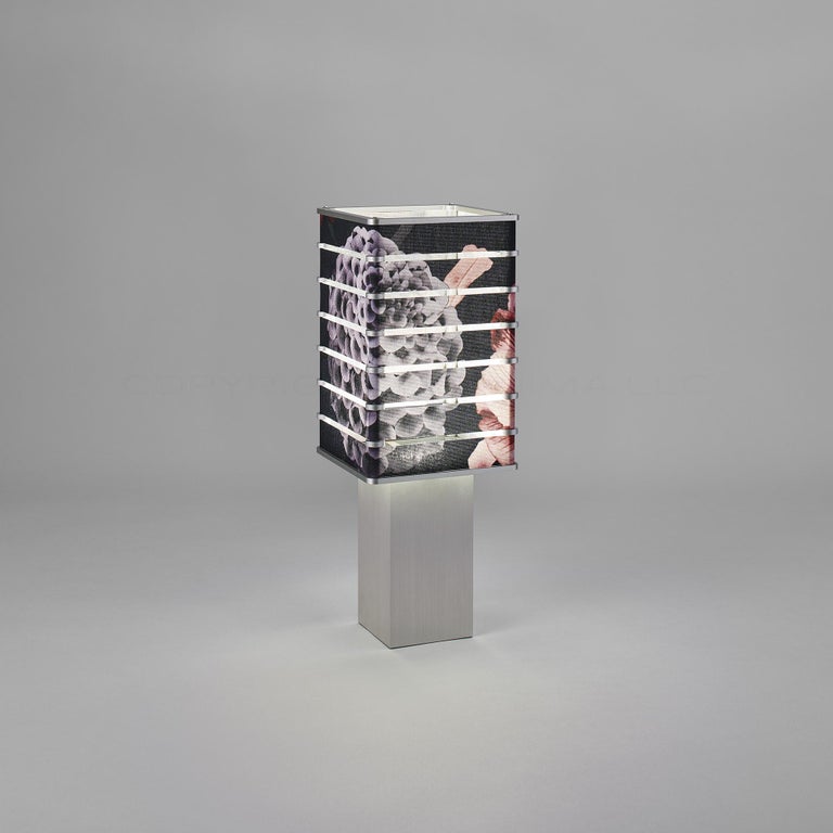 Modern, Minimal, Solid Metal Table Light with Patterned Shade in ...