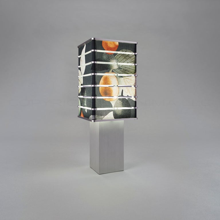 Modern, Minimal, Solid Metal Table Light with Patterned Shade in ...