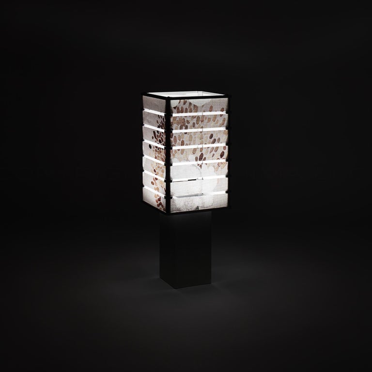 Modern, Minimal, Solid Metal Table Light with Patterned Shade in ...