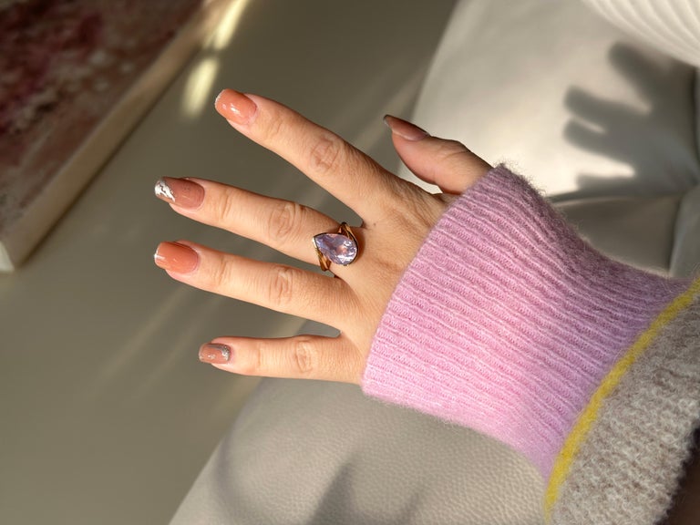9k gold modern minimalism amethyst ring For Sale at 1stDibs