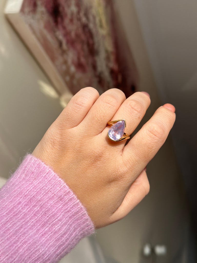 9k gold modern minimalism amethyst ring For Sale at 1stDibs