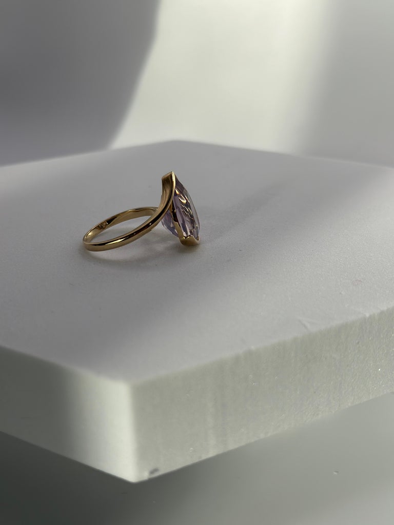 9k gold modern minimalism amethyst ring For Sale at 1stDibs