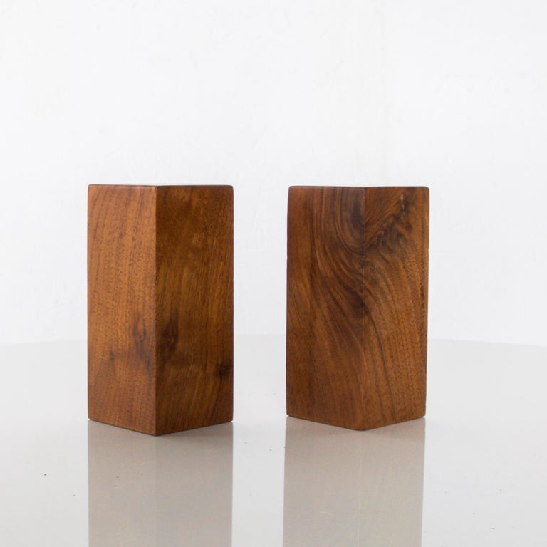 1970s Modernist Salt Pepper Shaker Set Cube Block Walnut Wood at 1stDibs