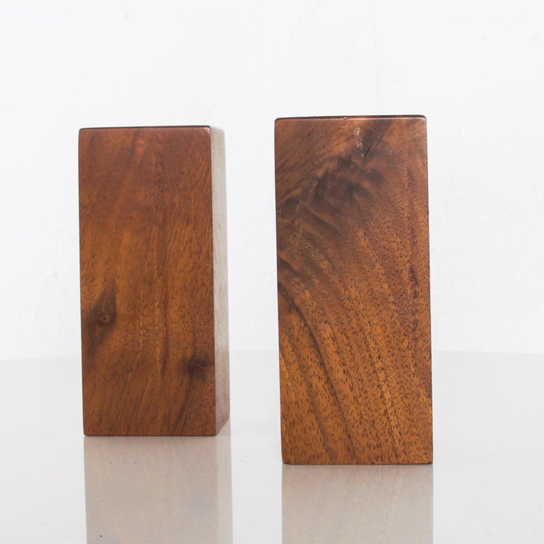 1970s Modernist Salt Pepper Shaker Set Cube Block Walnut Wood at 1stDibs