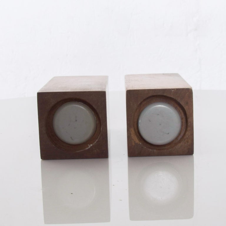 1970s Modernist Salt Pepper Shaker Set Cube Block Walnut Wood at 1stDibs