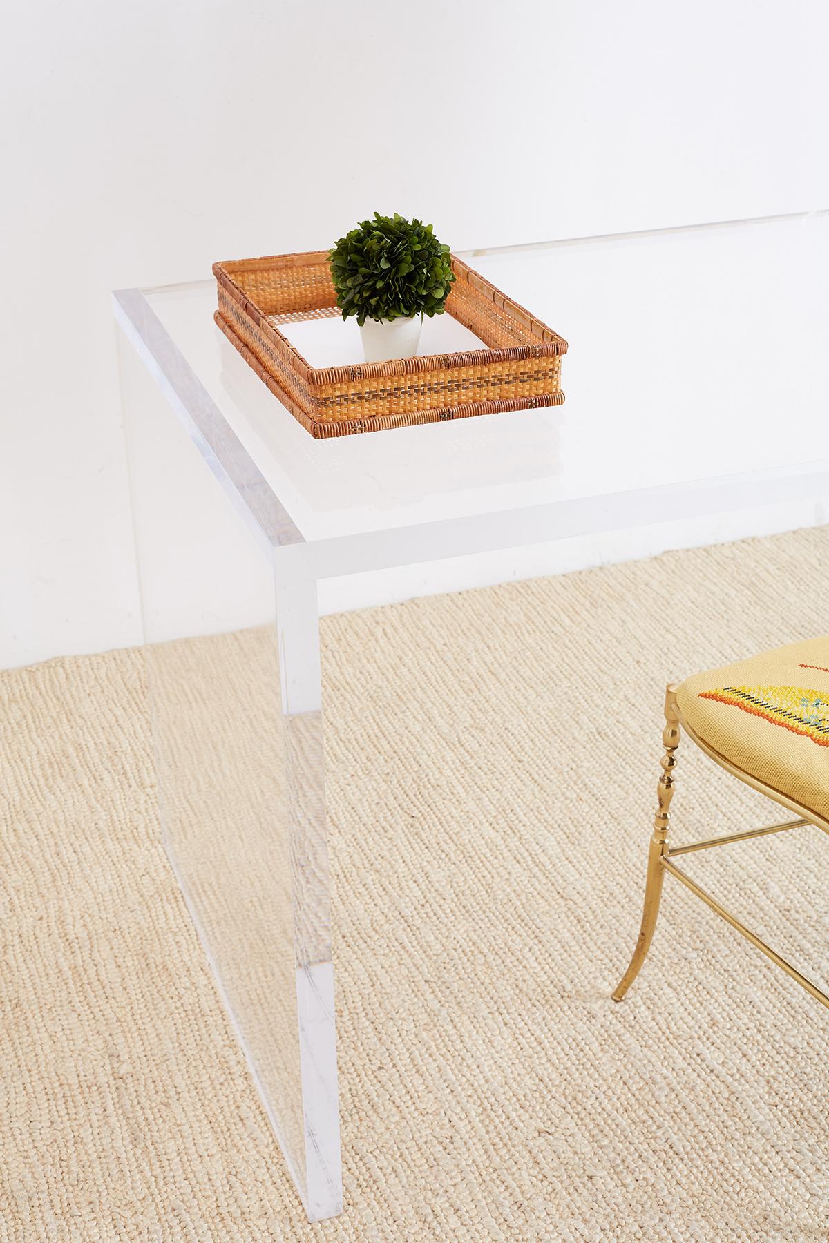 Modern Minimalist Lucite Writing Table Desk at 1stDibs