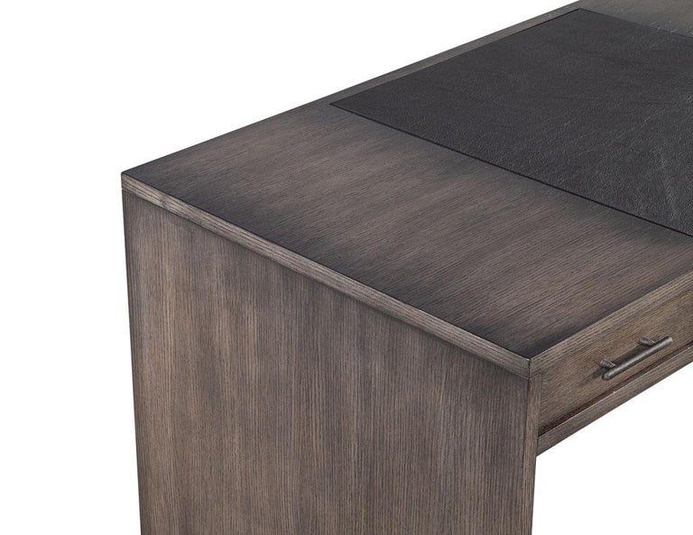Modern Minimalist Oak Leather Top Writing Desk For Sale at 1stDibs