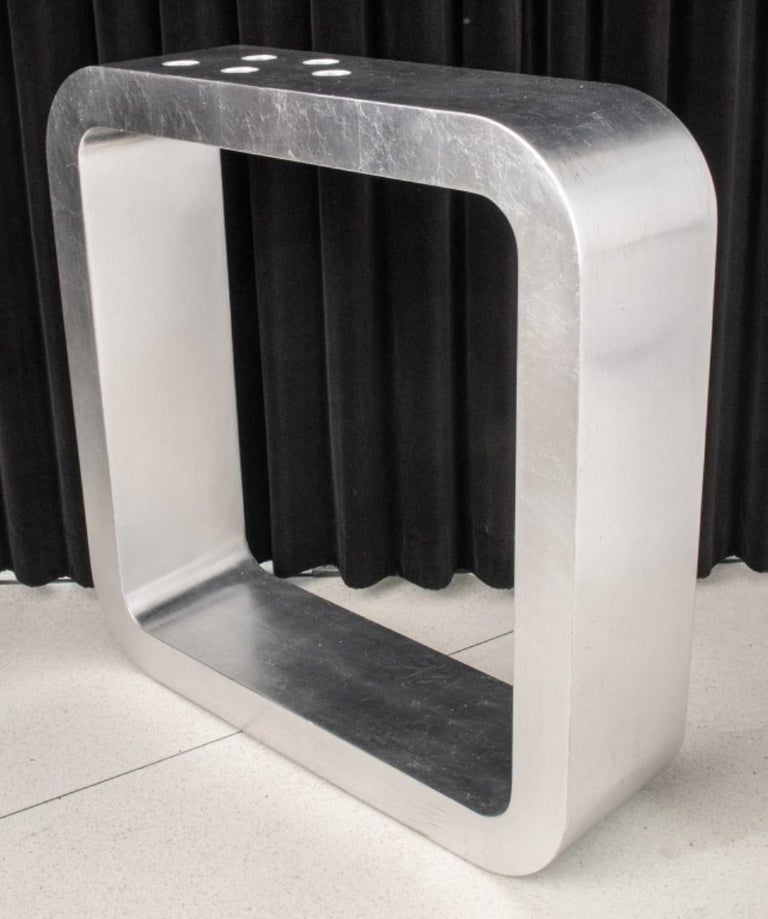 Modern Minimalist Silvered Composite Console Bar For Sale at 1stDibs