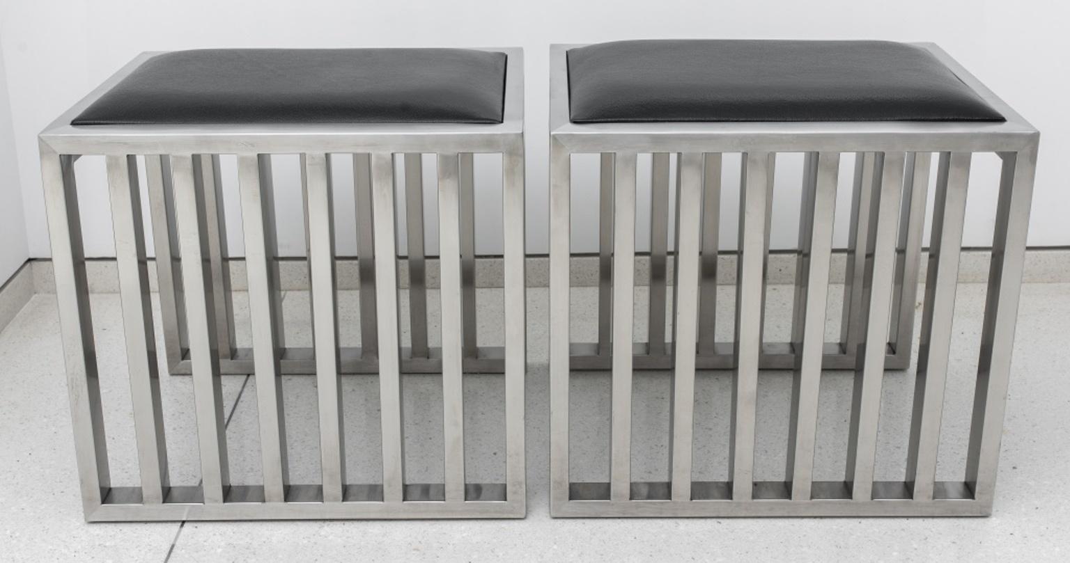 Modern Minimalist Stainless Steel Stools, Pair For Sale at 1stDibs