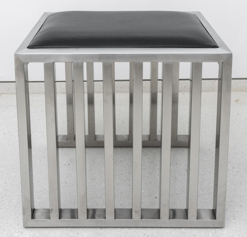 Modern Minimalist Stainless Steel Stools, Pair For Sale at 1stDibs