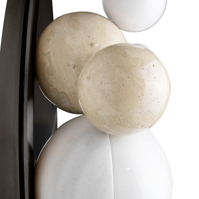 21st Century Modern Wall Mirror White Marble Spheres With Incorporated ...