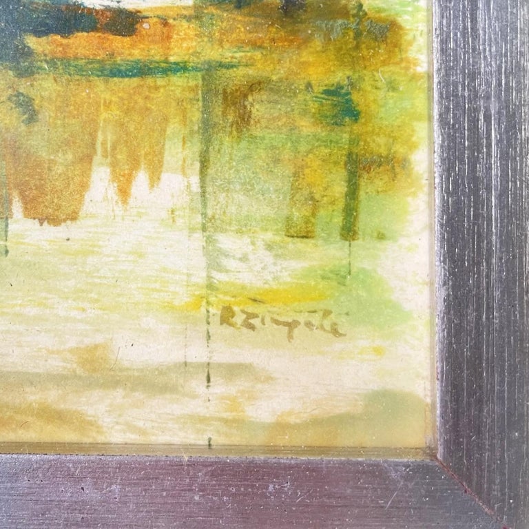 Modern Mixed Technique Painting with Abstract Style of a House, 1950 ...