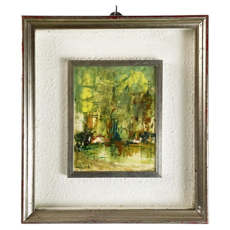 Modern Mixed Technique Painting with Abstract Style of a House, 1950 ...