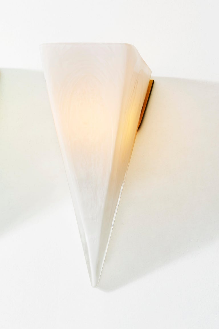 Modern Mold Blown Glass Celadon and White Pavilion Sconce For Sale at ...